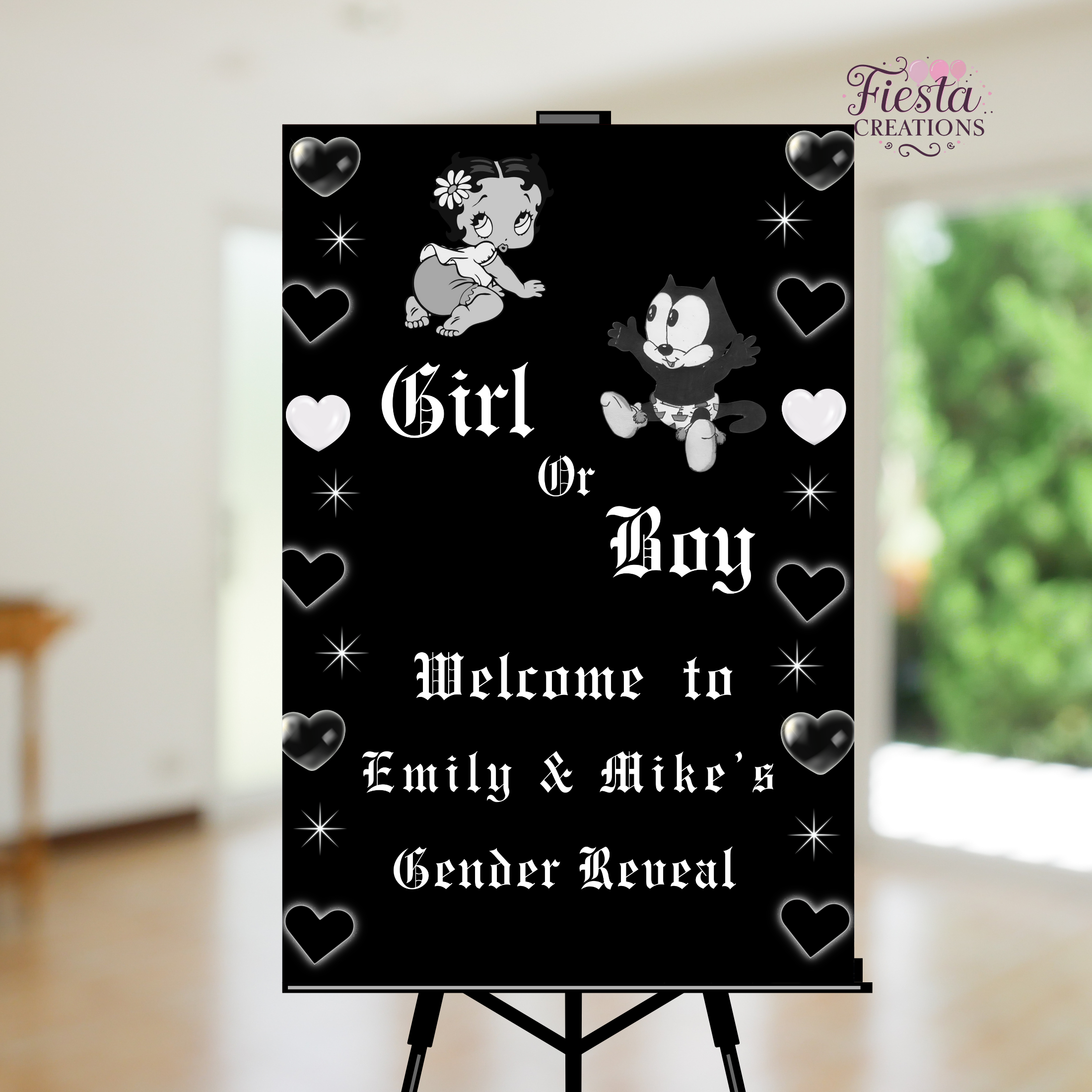 Betty or Felix Black Gender Reveal Welcome Sign – Fiesta Creations