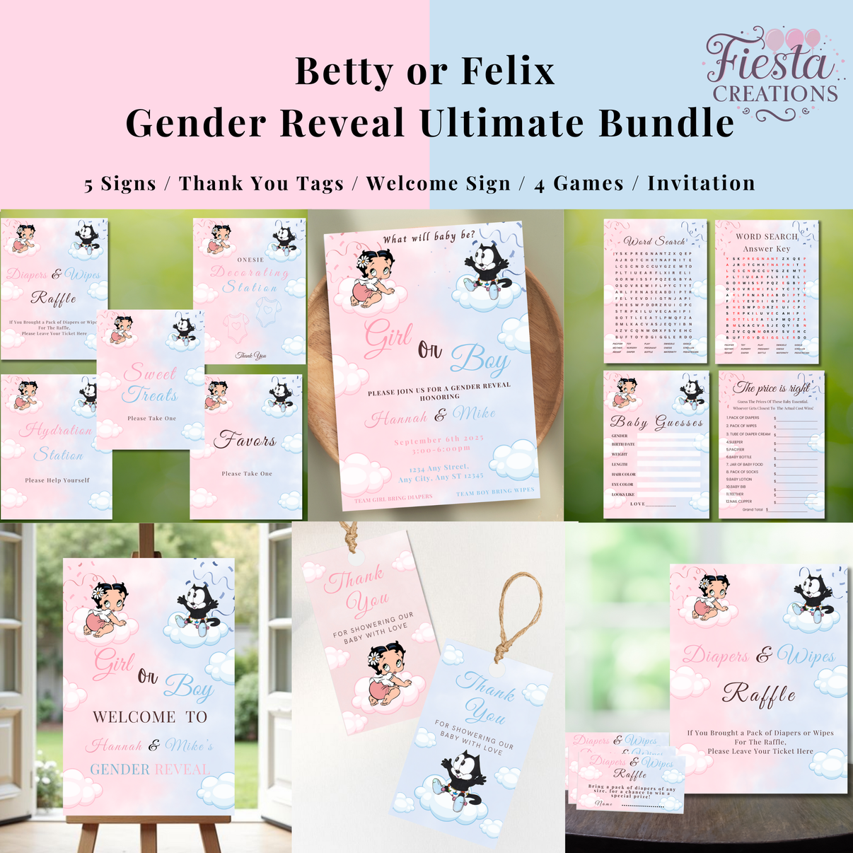 Betty or Felix Gender Reveal Ultimate Bundle – Fiesta Creations