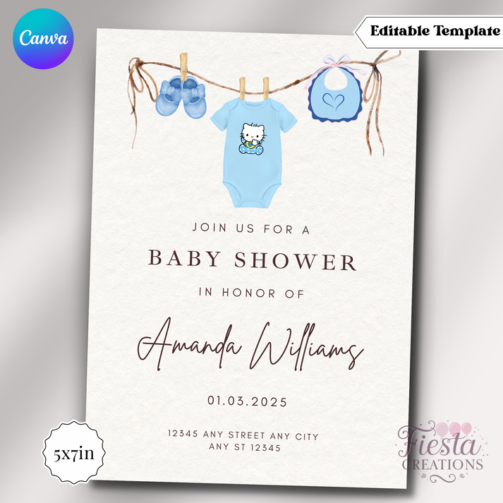 Baby Daniel Baby Shower | 5x7 Editable Template | Instant Download ...